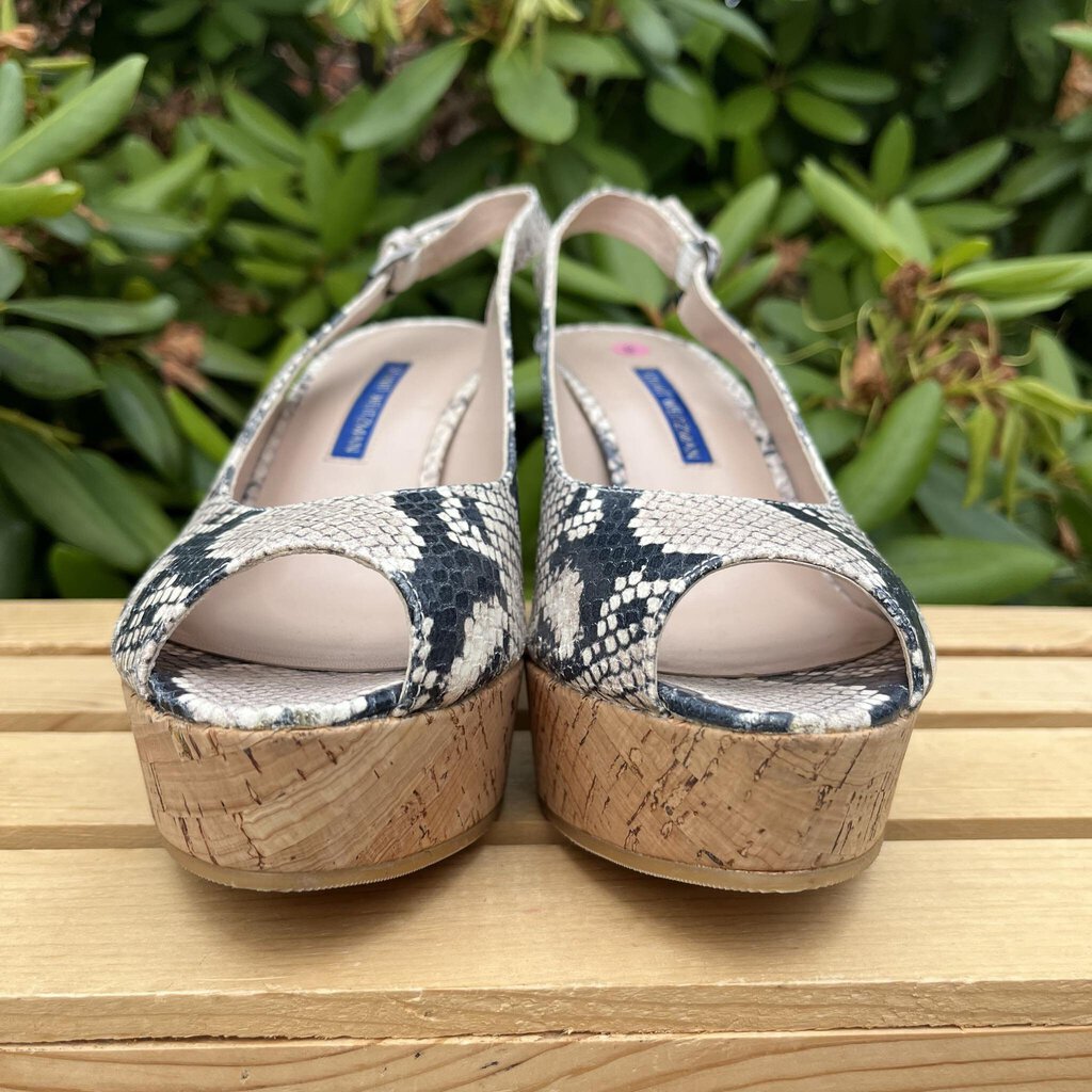 Stuart Weitzman Jean Snake-Embossed Leather Slingback Wedge Sandal - S ...